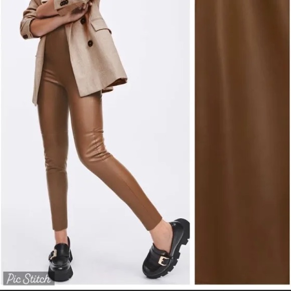 Zara | Pants & Jumpsuits | Zara New With Tags High Waisted Faux Leather ...